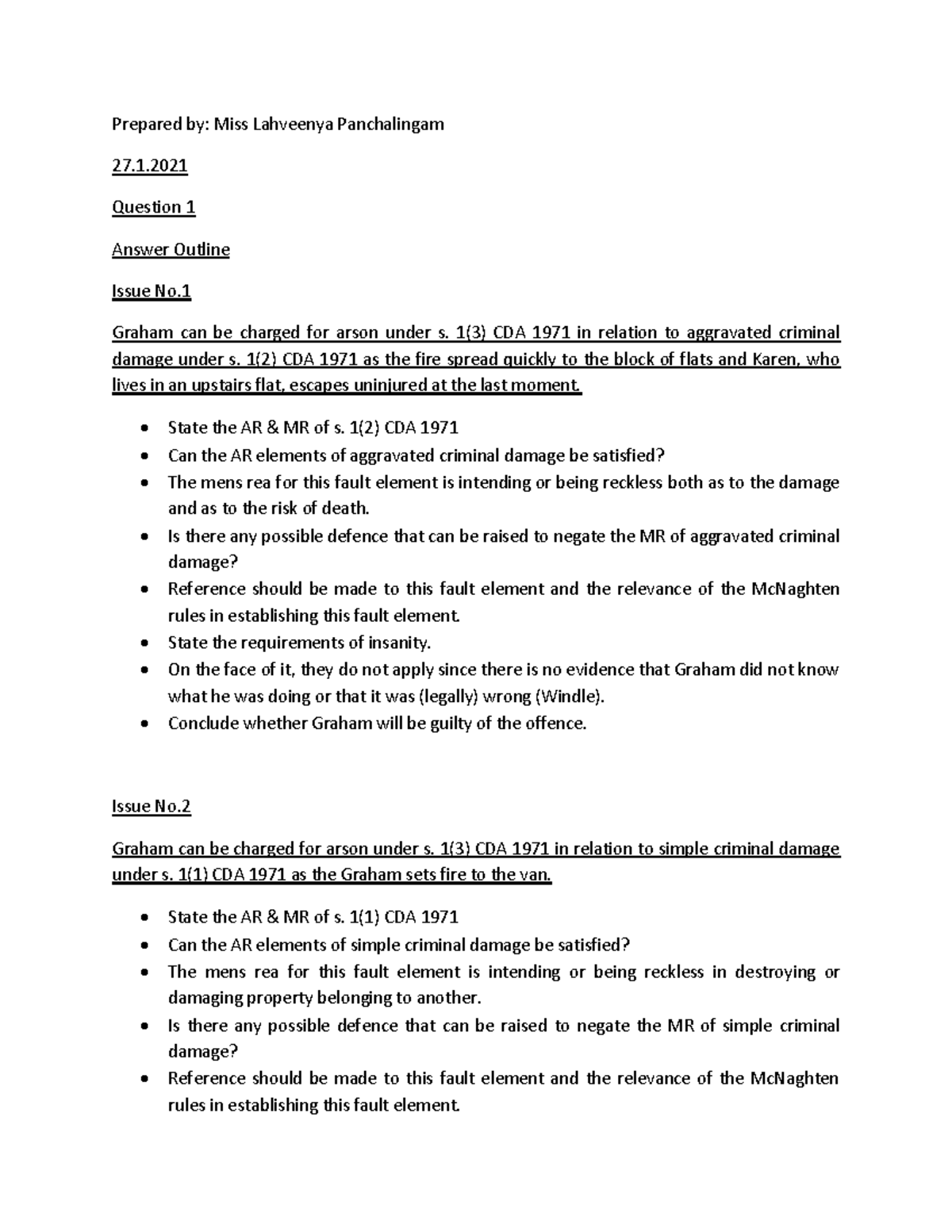 Answer Outline for Q.1 27 - Prepared by: Miss Lahveenya Panchalingam 27 ...