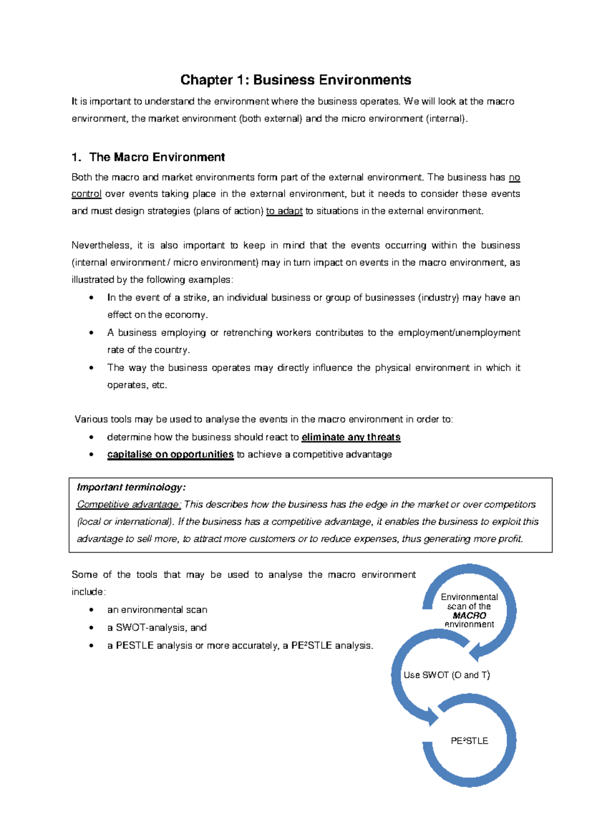 Gr 12 Eng - Summary Business Management - Environmental scan of the ...