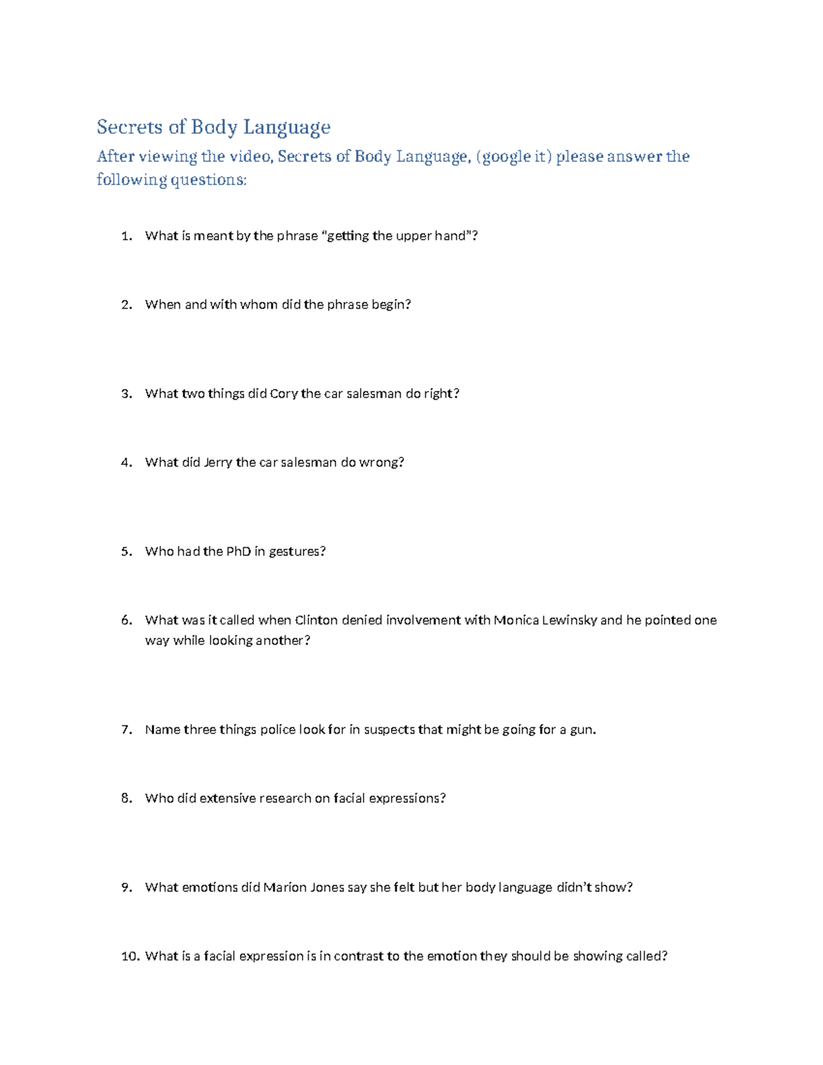 Secrets of Body Language - What is meant by the phrase “getting the ...