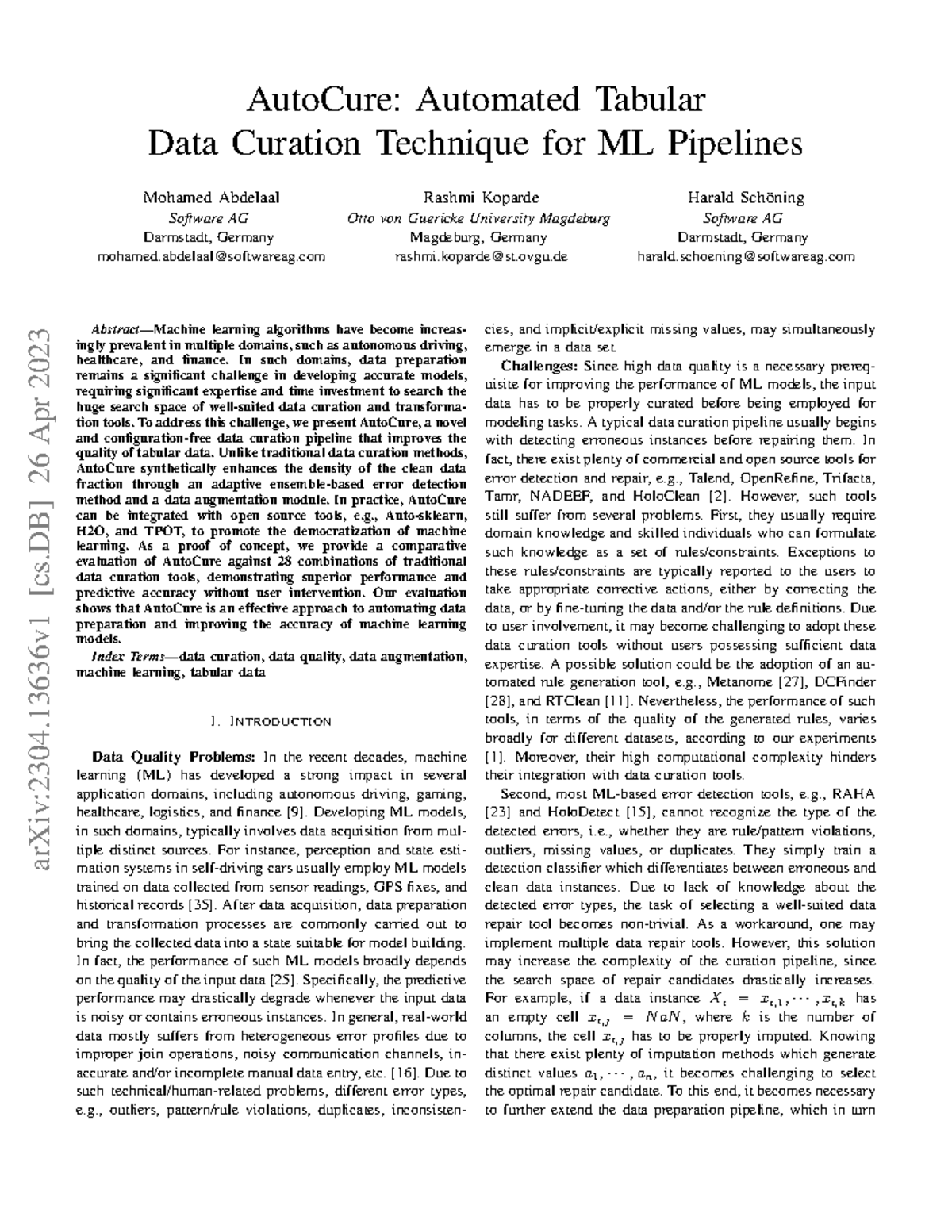 2304 - Paper - AutoCure: Automated Tabular Data Curation Technique for ML Pipelines Mohamed ...