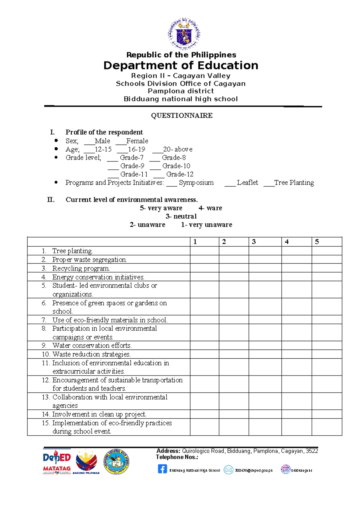Pr2.questionnaire Final - Department of Education Region II – Cagayan ...