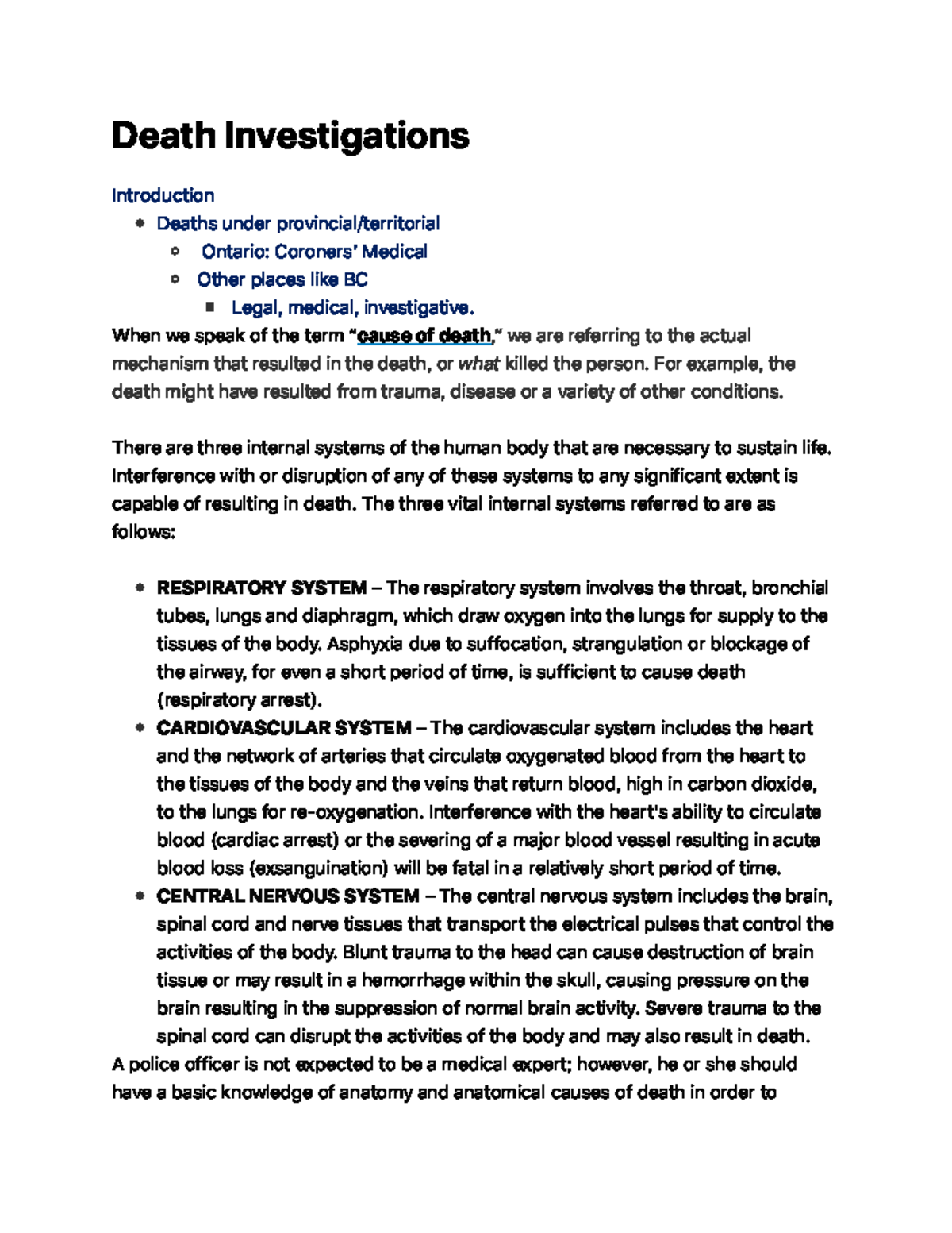 Death Investigations - Studocu