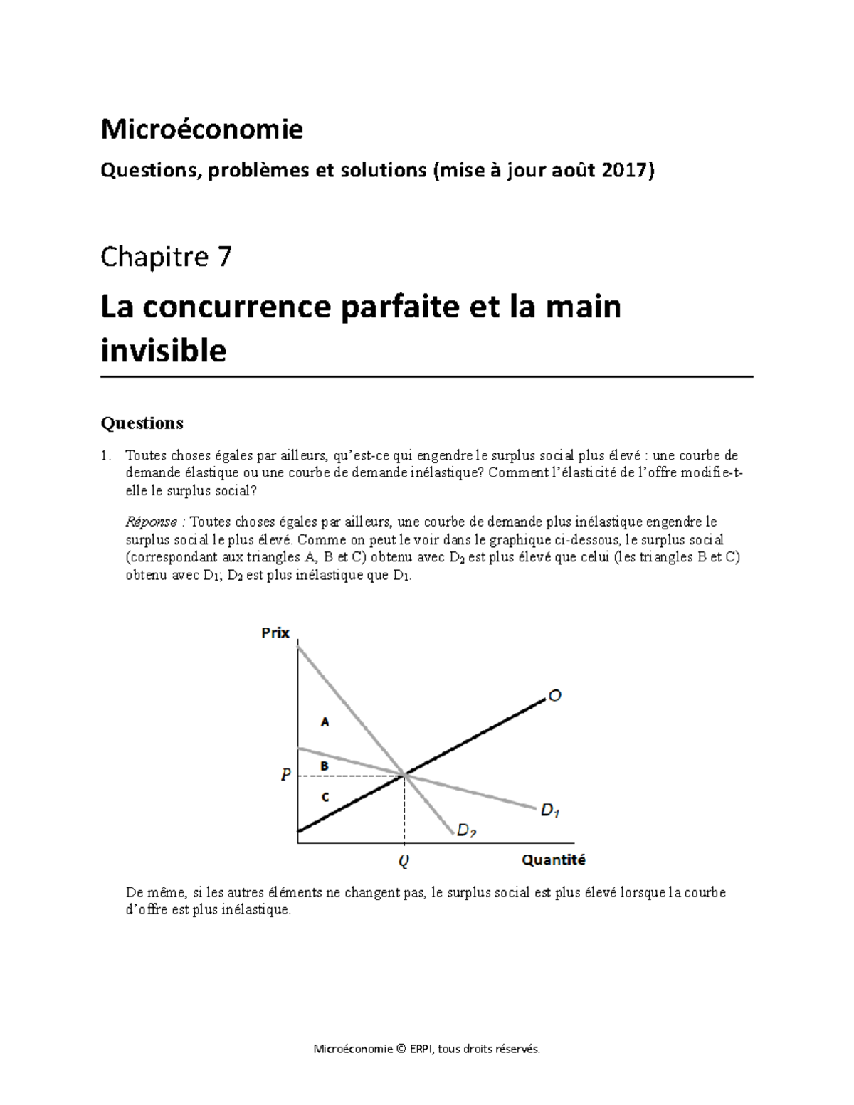 Acemoglu micro ch07 solutionnaire - Microéconomie Questions, problèmes et solutions (mise à jour ...