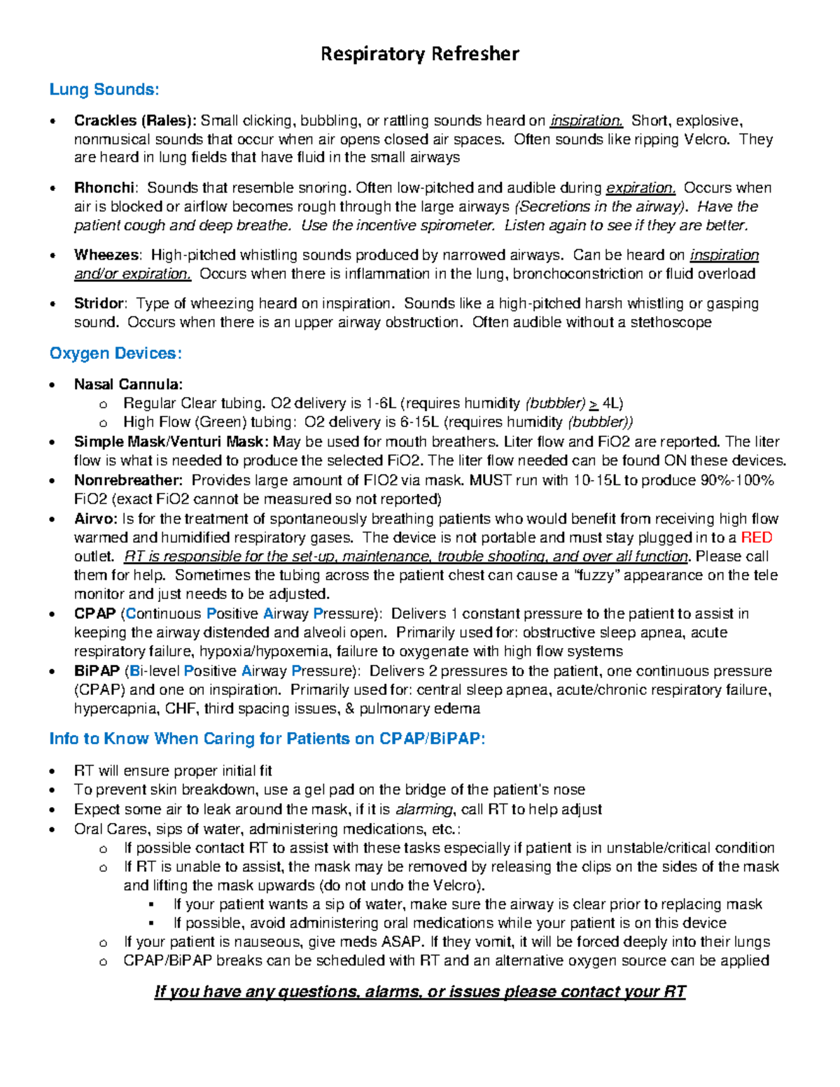 Respiratory Refresher - Respiratory Refresher Lung Sounds: Crackles ...