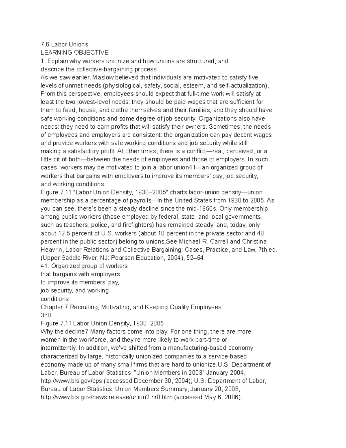 Business 52 - 7 Labor Unions LEARNING OBJECTIVE Explain why workers ...