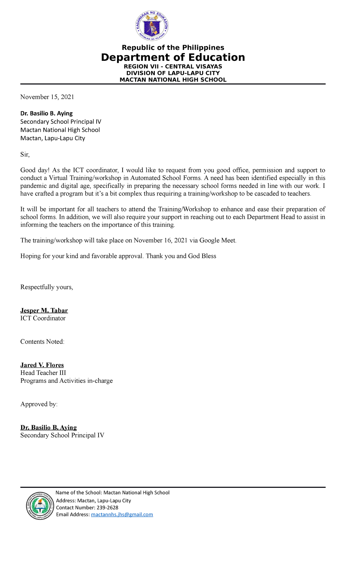 Letter of request for training - Copy - Republic of the Philippines ...