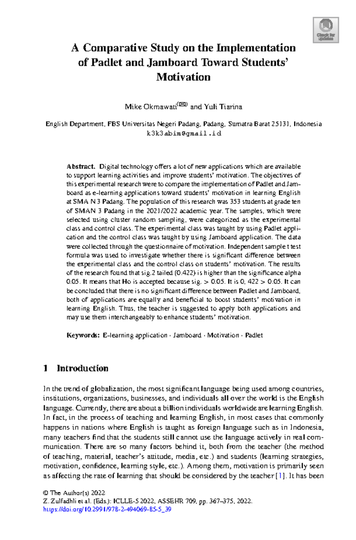 A Comparative Study on the Implementation of Padlet and Jamboard Toward Students’ Motivation ...
