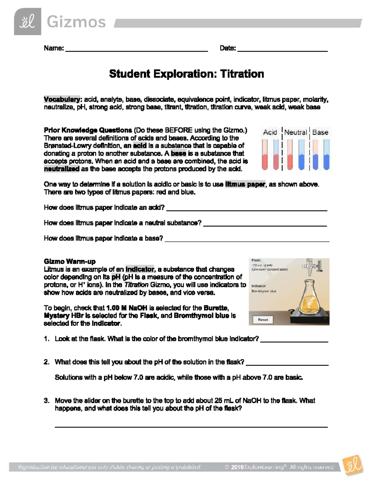 10 Gizmo Titration SE A and B only - Studocu