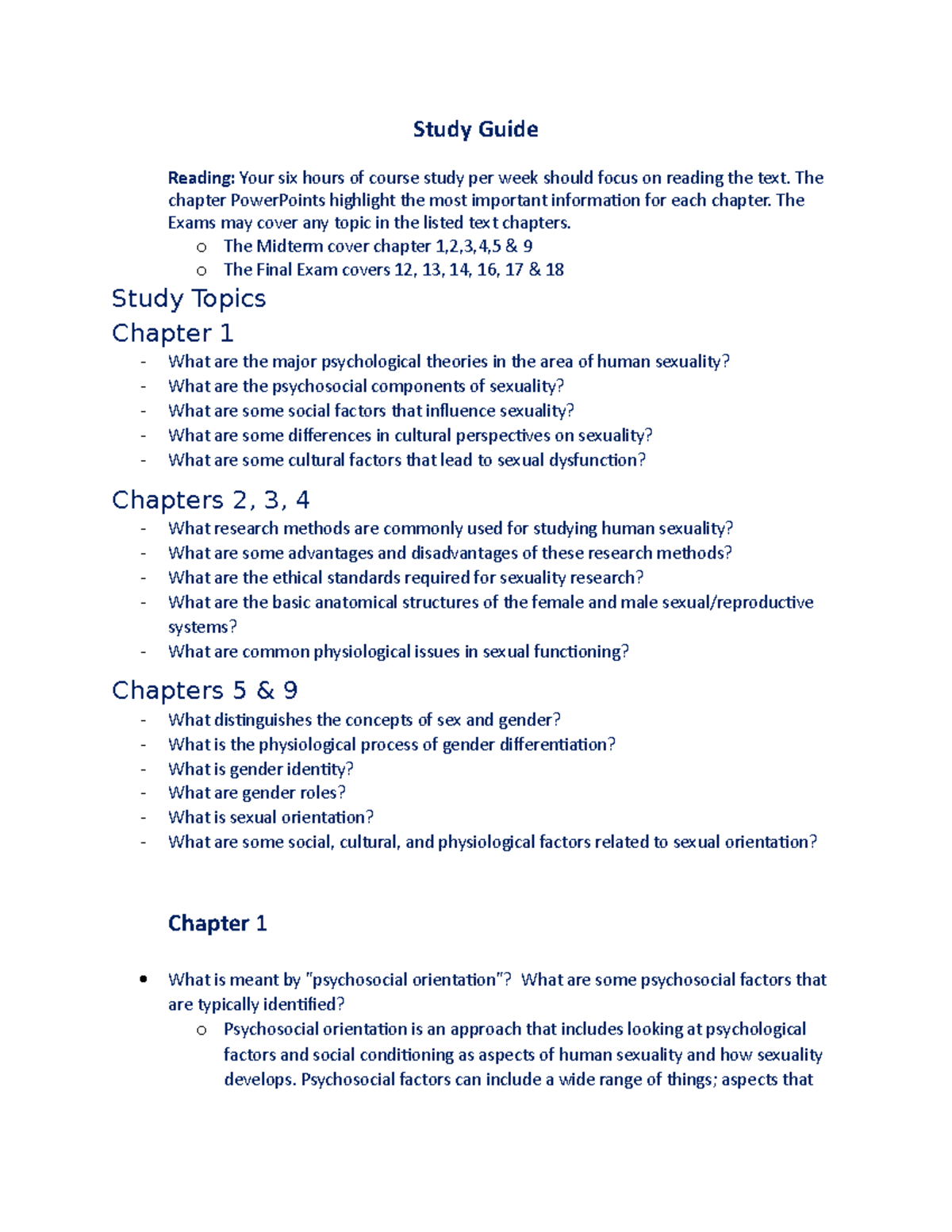Midterm Exam Study Guide - Study Guide Reading: Your six hours of ...