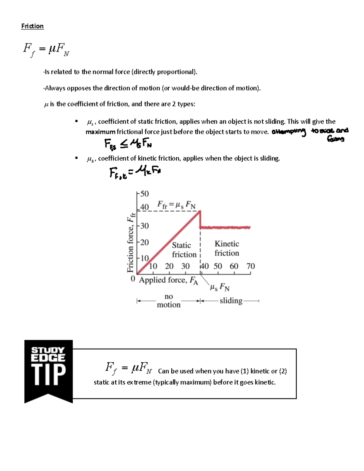 Chapters 5 - practicing concepts with practice problems - Friction F ...