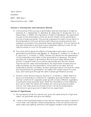 C683-Task 1 Natural Science Lab - Section I: Introduction and Literature Review A. I have always ...