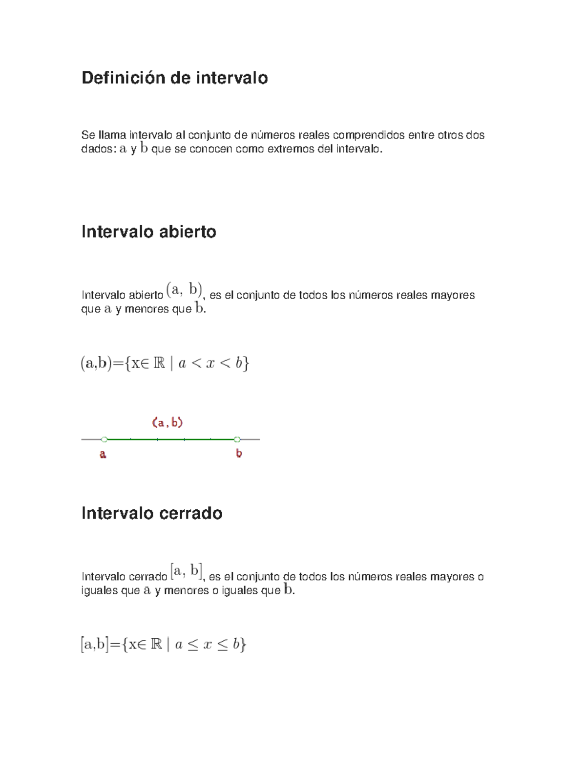 Definición de intervalo - Definición de intervalo Se llama intervalo al ...