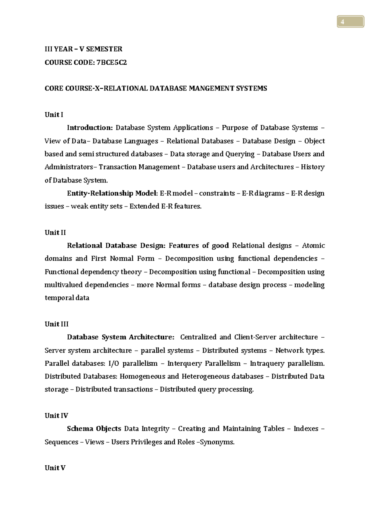 7BCE5C2-Relational Database - III YEAR – V SEMESTER COURSE CODE: 7BCE5C ...