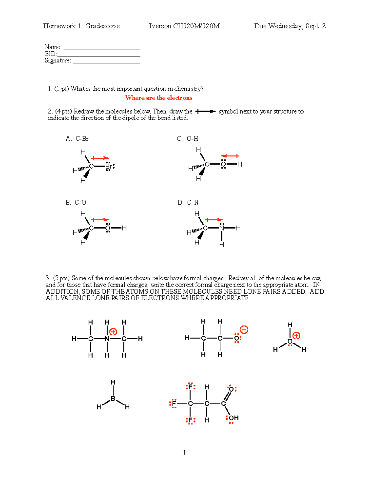 Hw1 2020 Key For Checking Your Answers A C Br C Br H H H B C O C