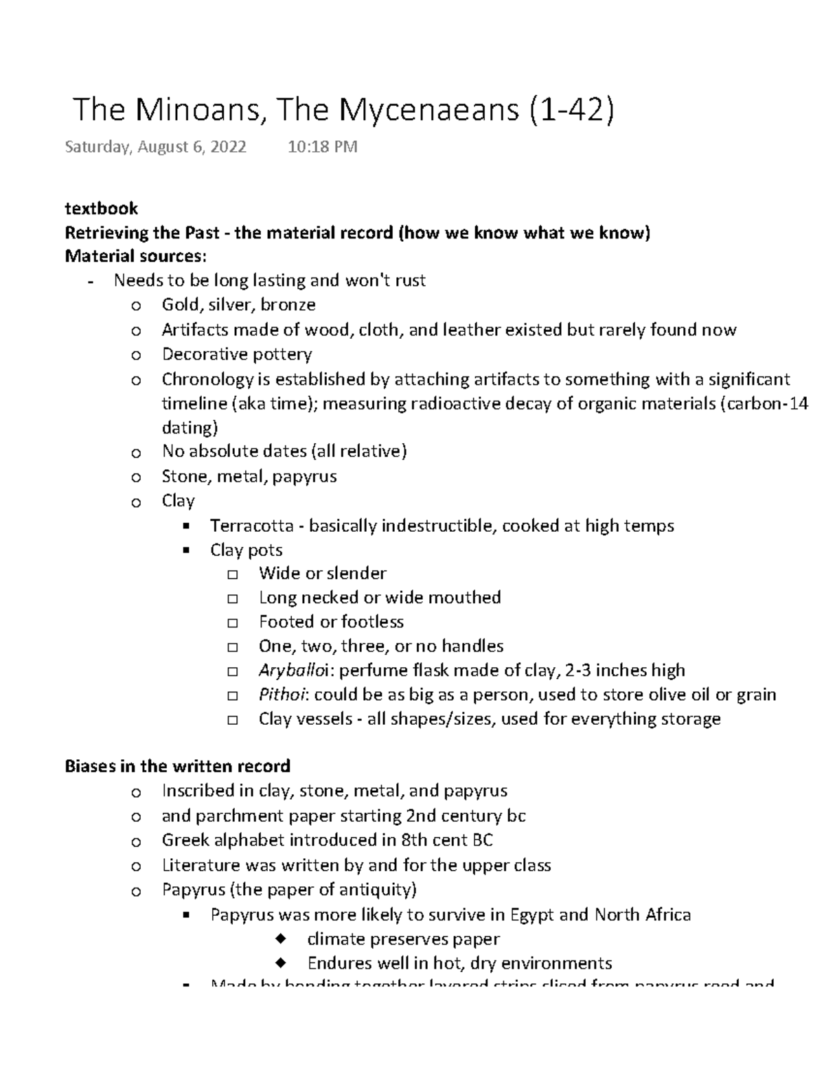 The Minoans, The Mycenaeans (1-42) - textbook Retrieving the Past - the ...