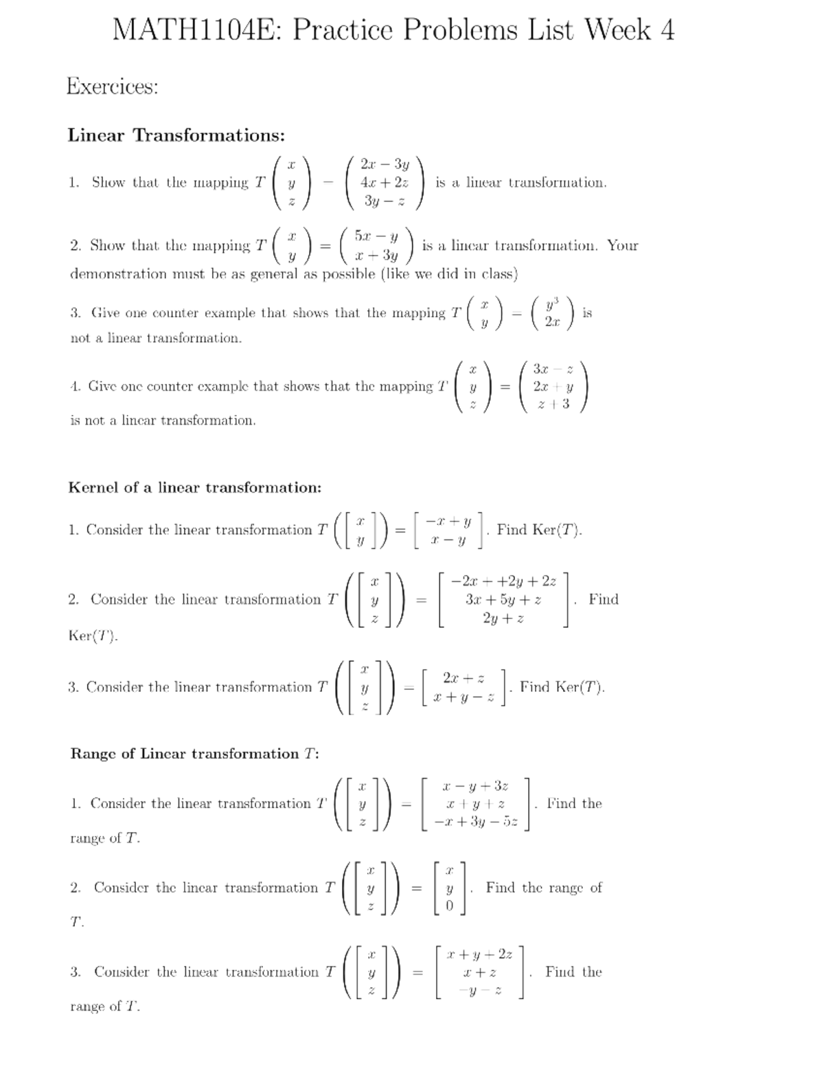 Practice Problems Week 4 - Math 1104 - Studocu
