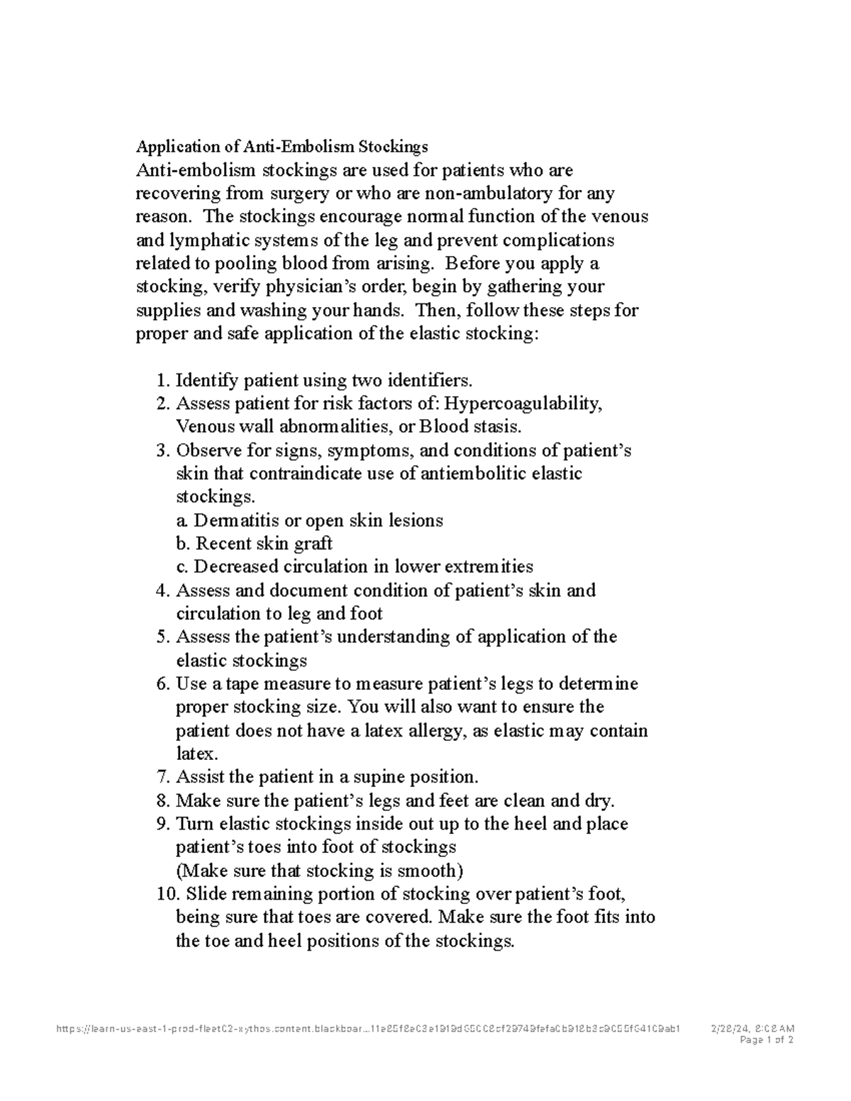 Application of Antiembolic hose - Application of Anti-Embolism ...
