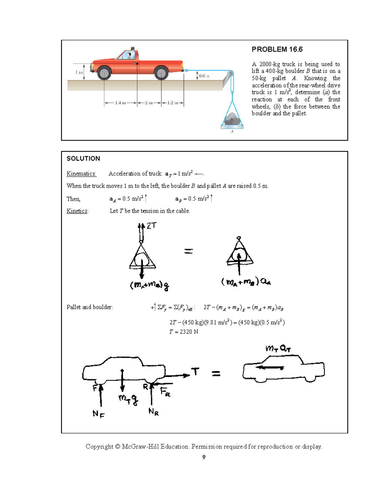 Report 6 7 Sol - sol - Copyright © McGraw SOLUTION Kinematics: Acceleration of truck: When the ...