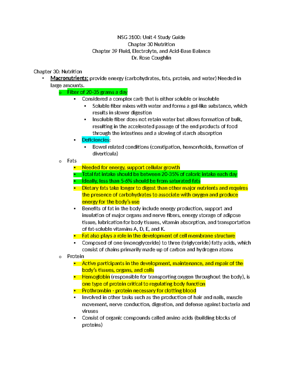 Unit 4 Study guide Funds 3100 - NSG 3100: Unit 4 Study Guide Chapter 30 ...