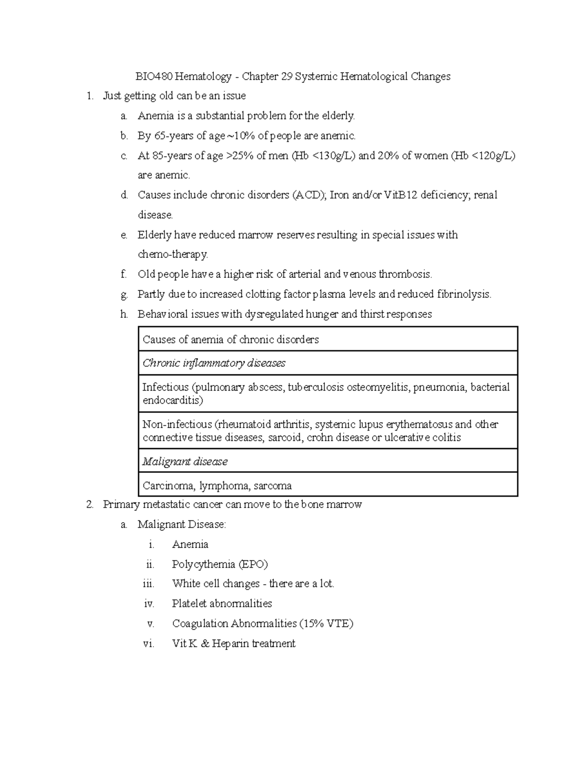 BIO480 Hematology - Systemic Hematological Changes - BIO480 Hematology ...