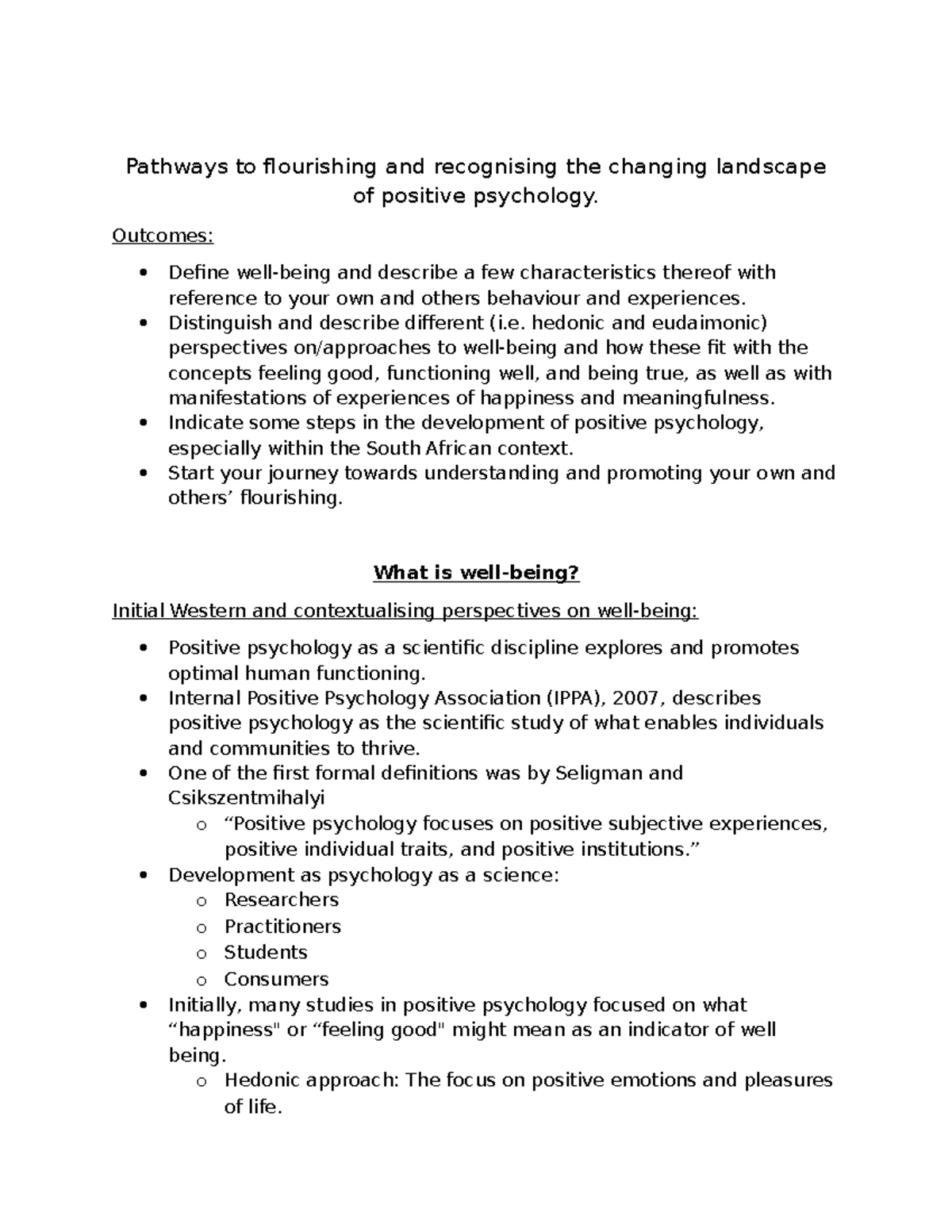 Psyc 221 SU 1 - Postive psychology is not needed - Pathways to ...