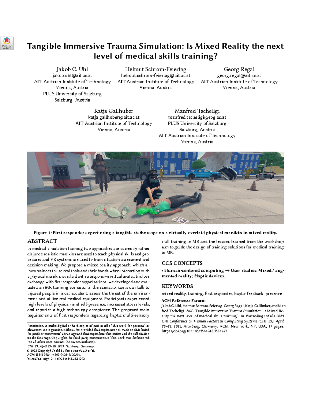 Tangible Immersive Trauma Simulation - Uhl jakob@ait.ac AIT Austrian ...