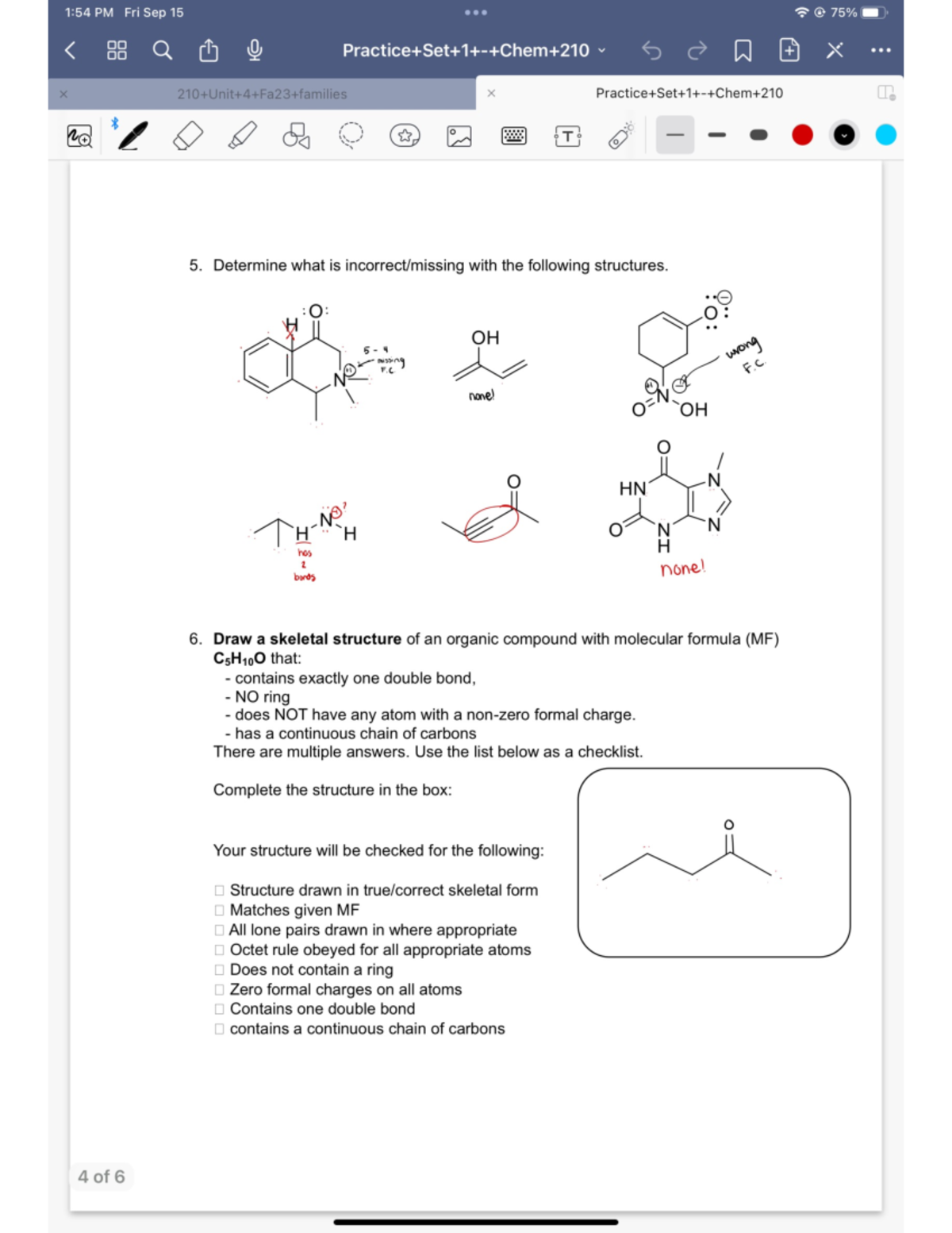 IMG 0044 - organic chemistry practice of formal charges, skeletal ...