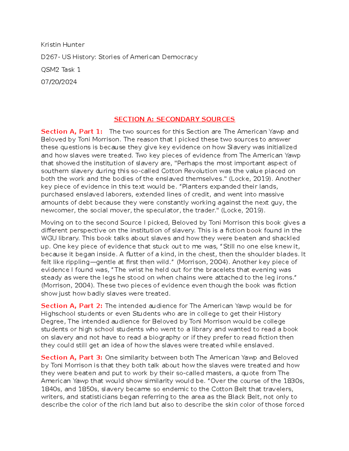 task 1 D267 video - Kristin Hunter D267- US History: Stories of ...