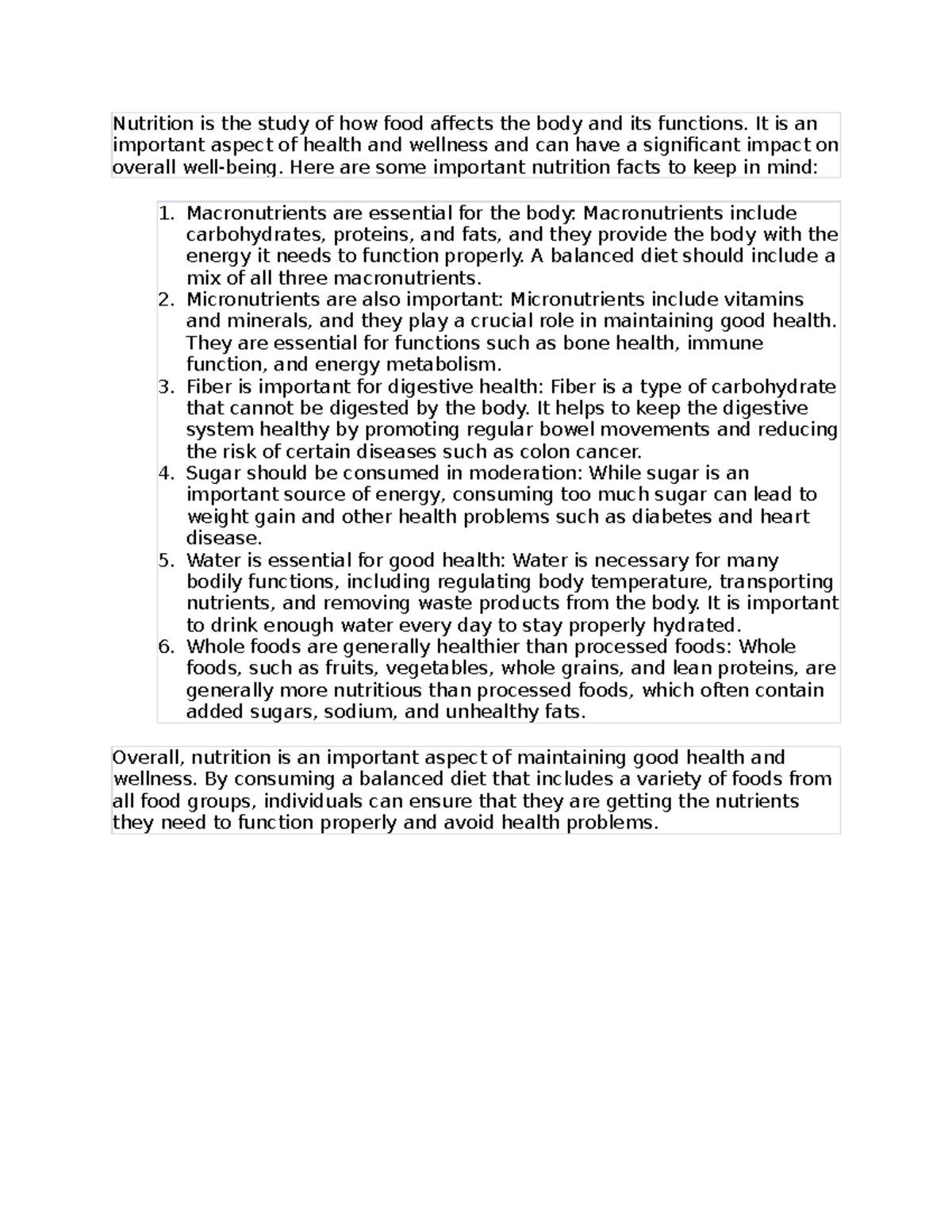 Nutrition notes - Nutrition is the study of how food affects the body ...