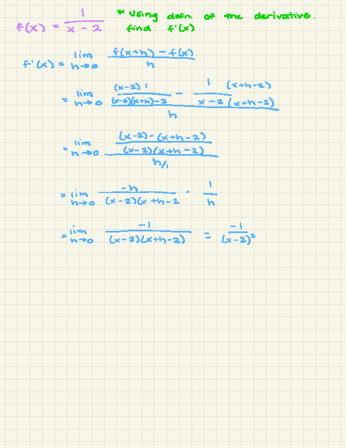 Calc Sep19 - Instructor Ben Fries, Derivatives Using Limits Practice ...
