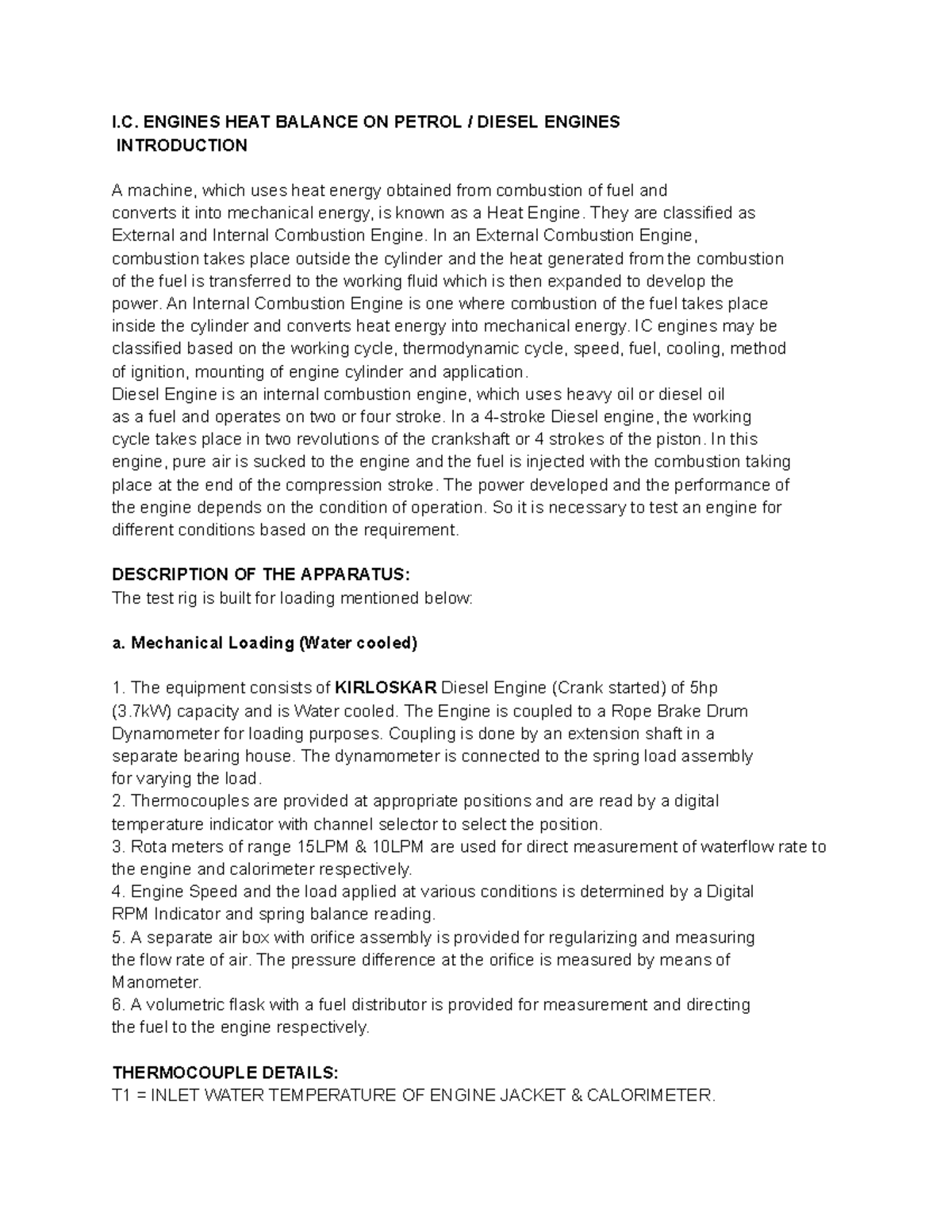I.C. Engines HEAT Balance ON Petrol - Diesel Engines - I. ENGINES HEAT ...