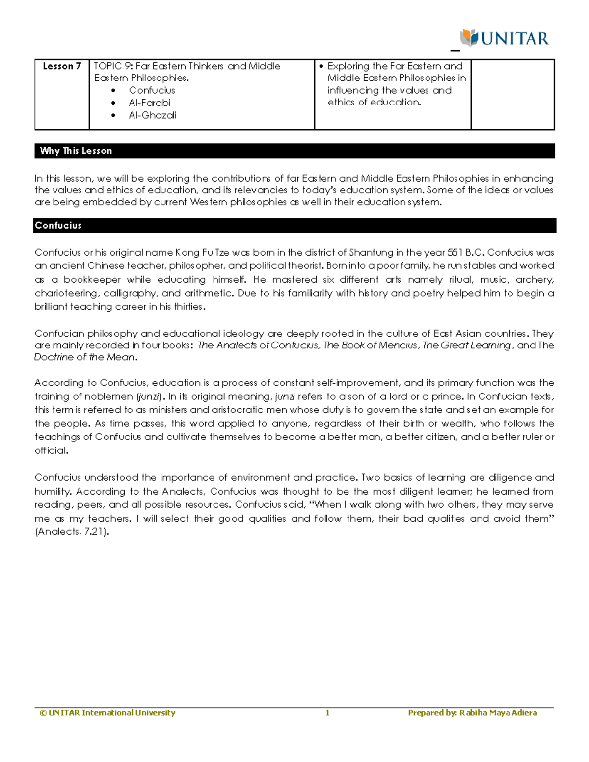 Lesson 7 Far Eastern Thinkers and Middle Eastern Philosophies 2 ...