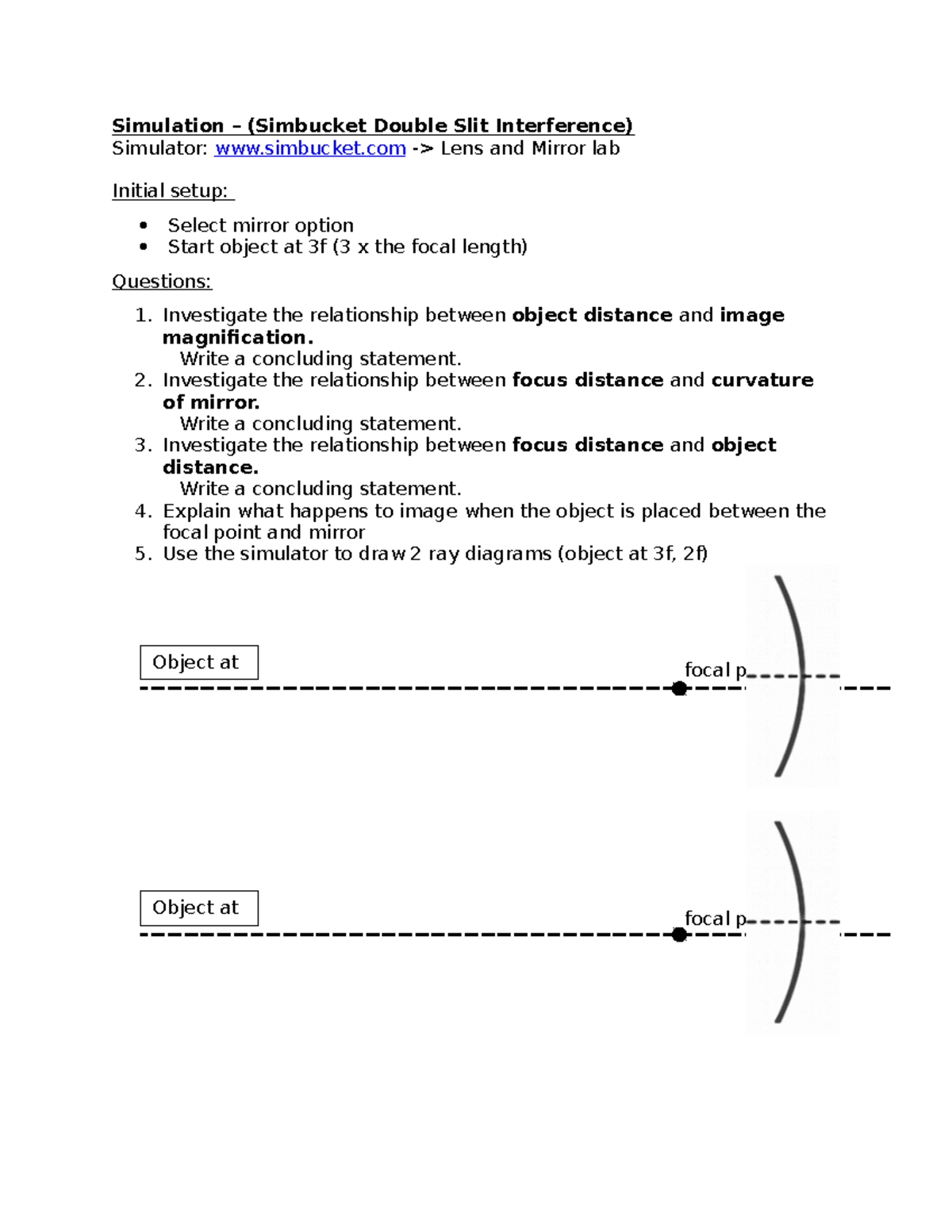 Optics-Simbucket-Mirror - Simulation – (Simbucket Double Slit Interference) Simulator: simbucket ...