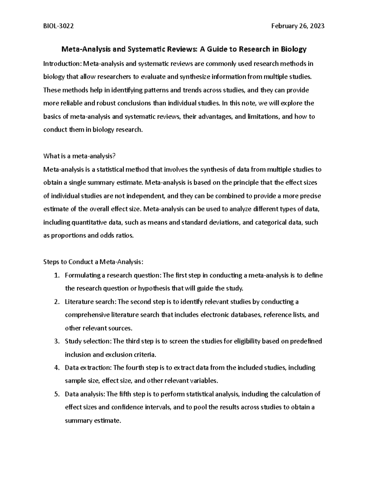 Meta-Analysis and Systematic Reviews - These methods help in ...