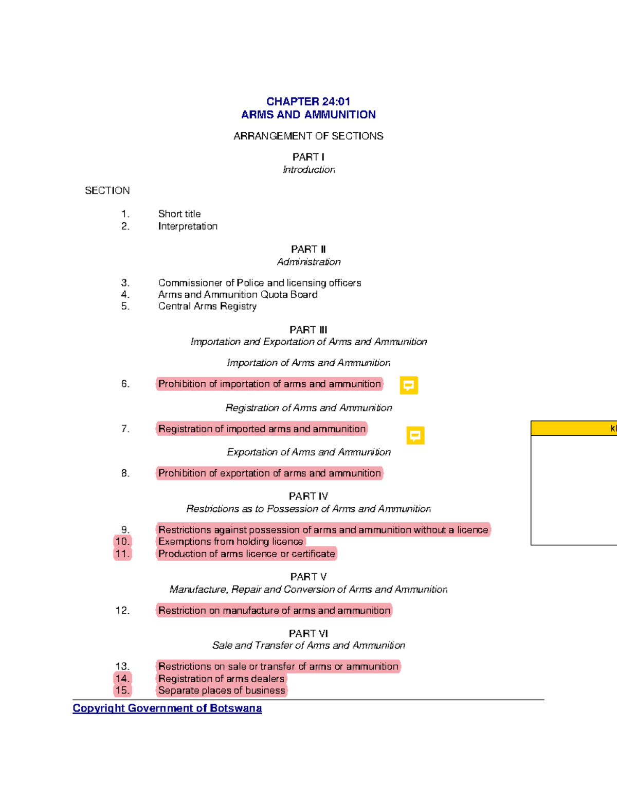 BW Arms and Ammunition Act - CHAPTER 24: ARMS AND AMMUNITION ...