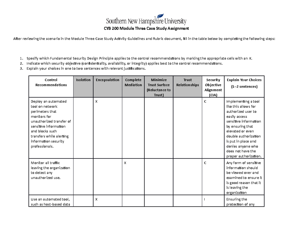CYB 200 Module Three Case Study Assignment 3-3 CYB-200 - CYB 200 Module ...