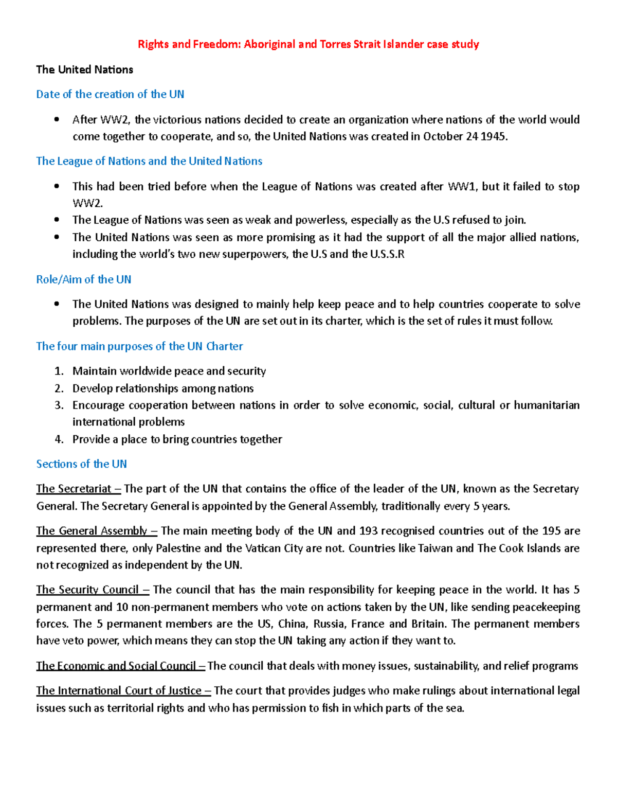 History Notes T1 - Rights and Freedom: Aboriginal and Torres Strait ...