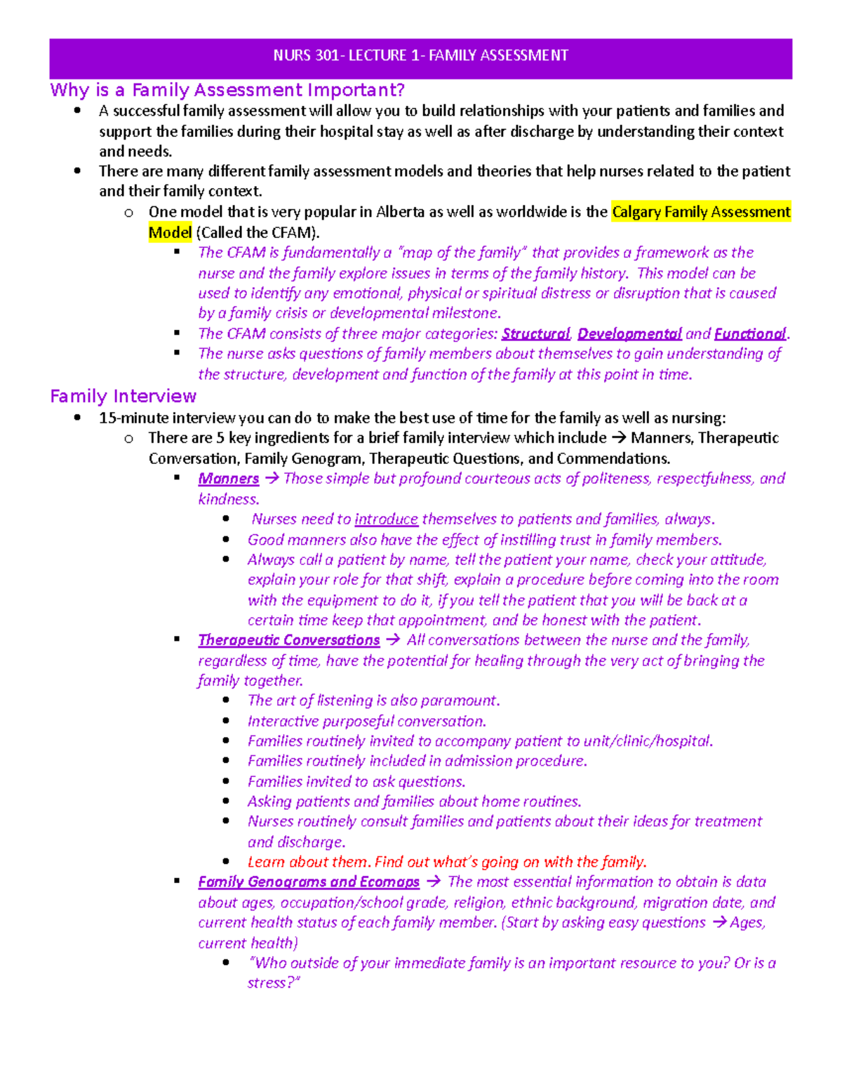 Lecture 1- Family Assessment - Why is a Family Assessment Important? A ...