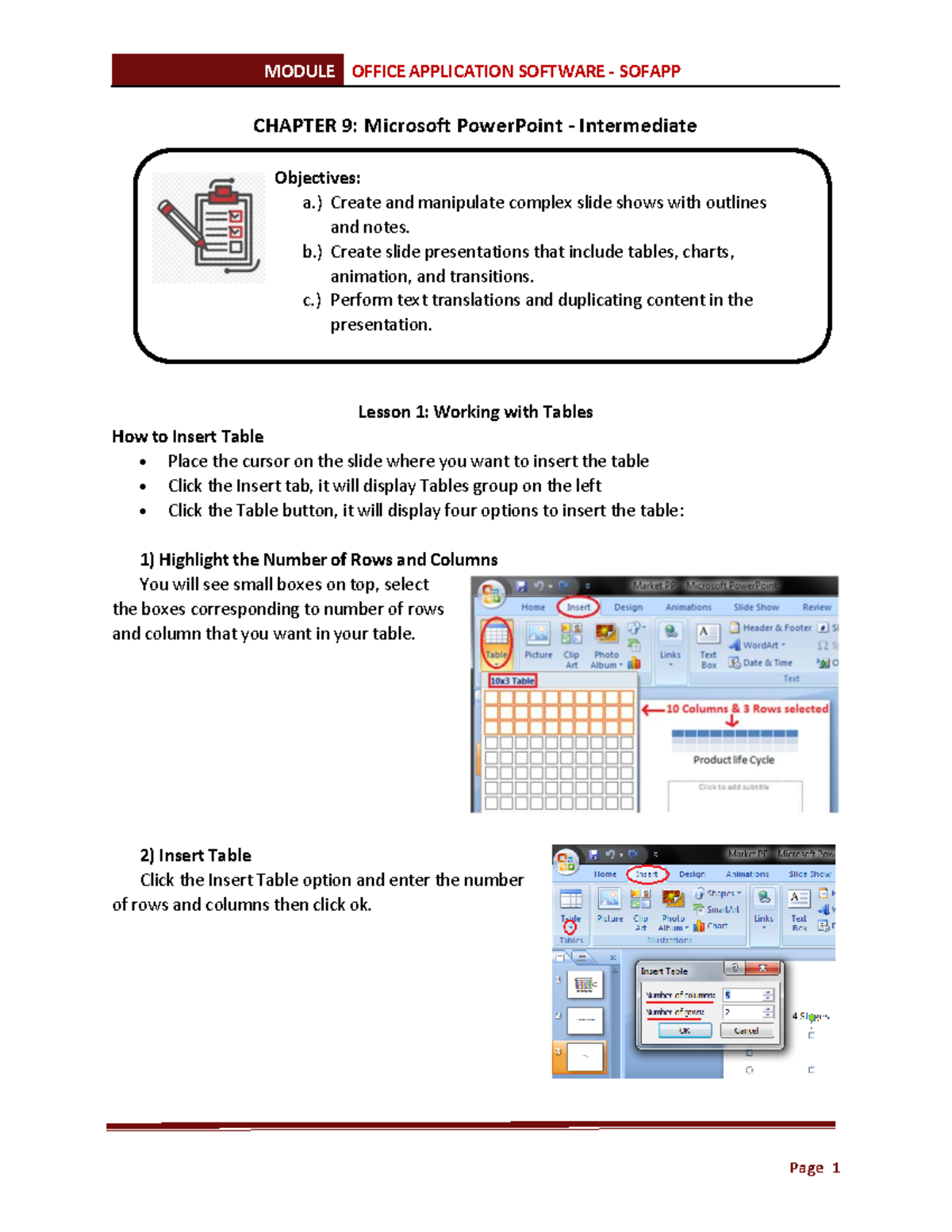 Sofapp Chapter 9 - CHAPTER 9: Microsoft PowerPoint - Intermediate ...
