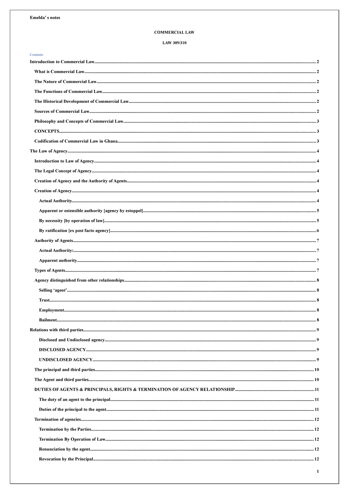 Commercial Law Notes - UCC - Studocu