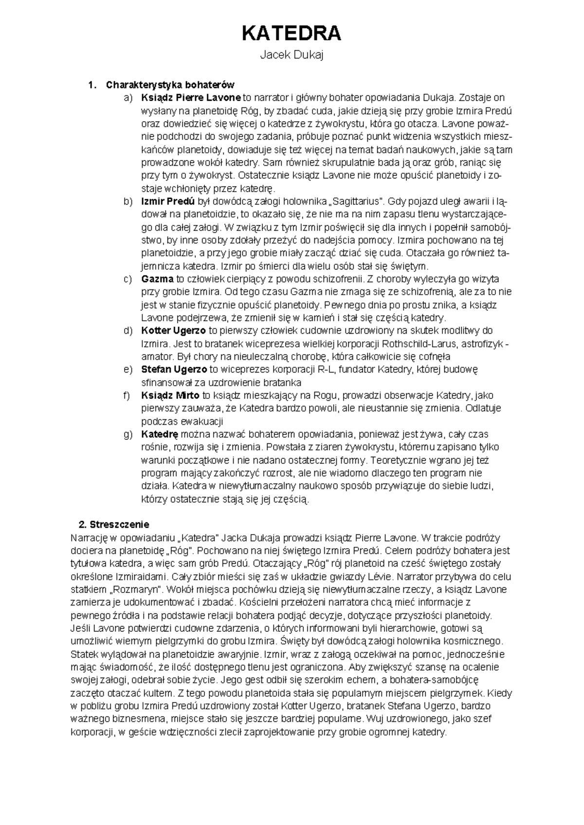 Katedra - Opis "Katedry" Jacka Dukaja - KATEDRA Jacek Dukaj ...