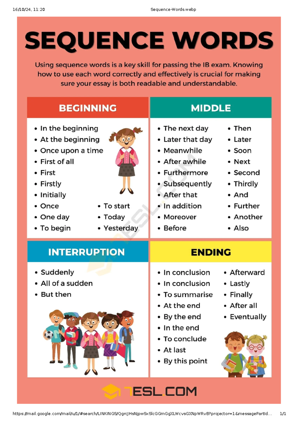 Sequence-Words - Linkings para ayudar a redactar historias. - 11:20 ...