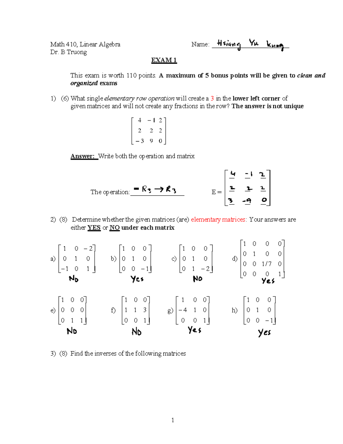 410+Ex+1+Fall+23 - gauss jordan method examples and questions - Math 410, Linear Algebra Name ...