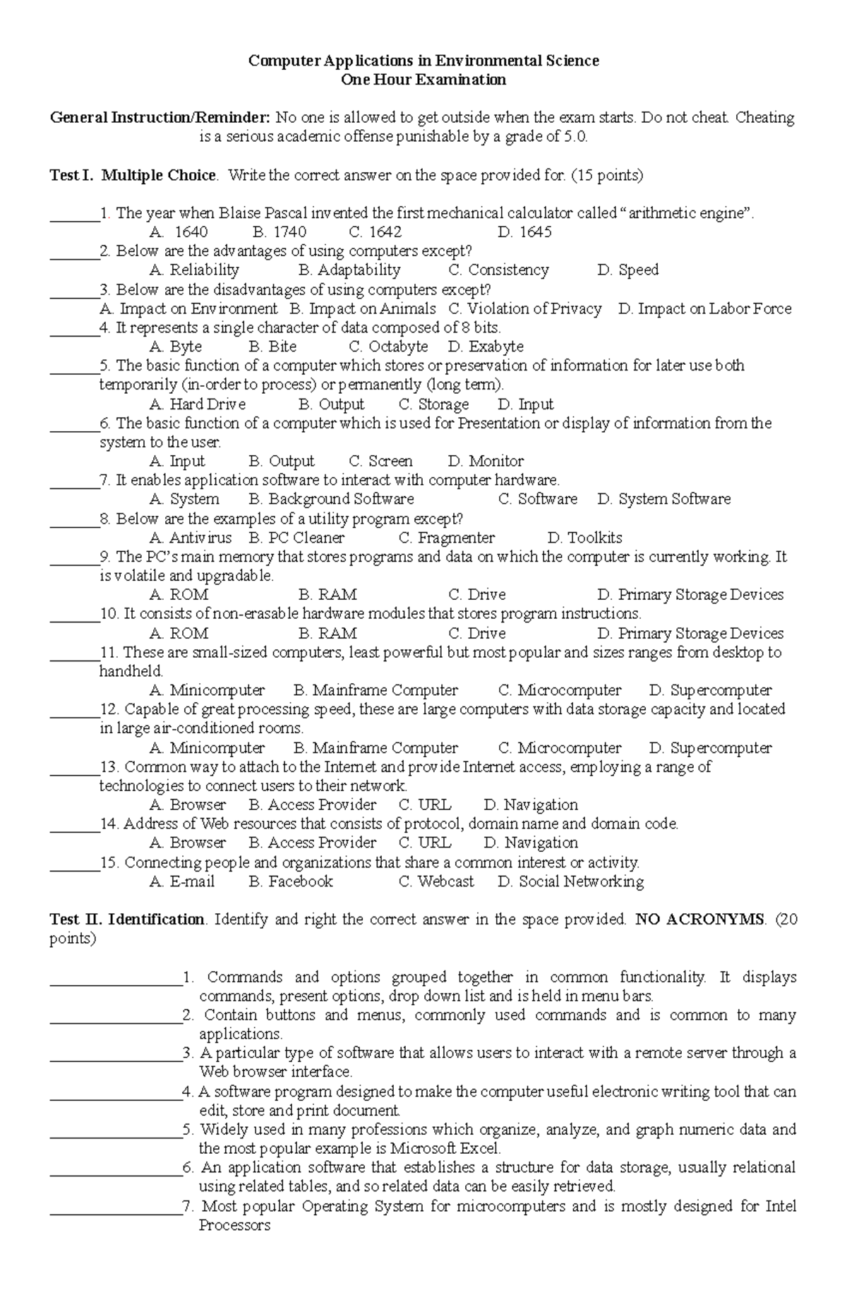 FINAL 3 7 March 2020, questions - Computer Applications in ...