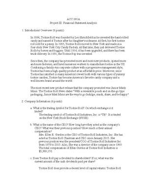 ACC 1A Project 1 - Class: ACC 001A Professor: Teresa Thompson - Project 1 1. What type of ...