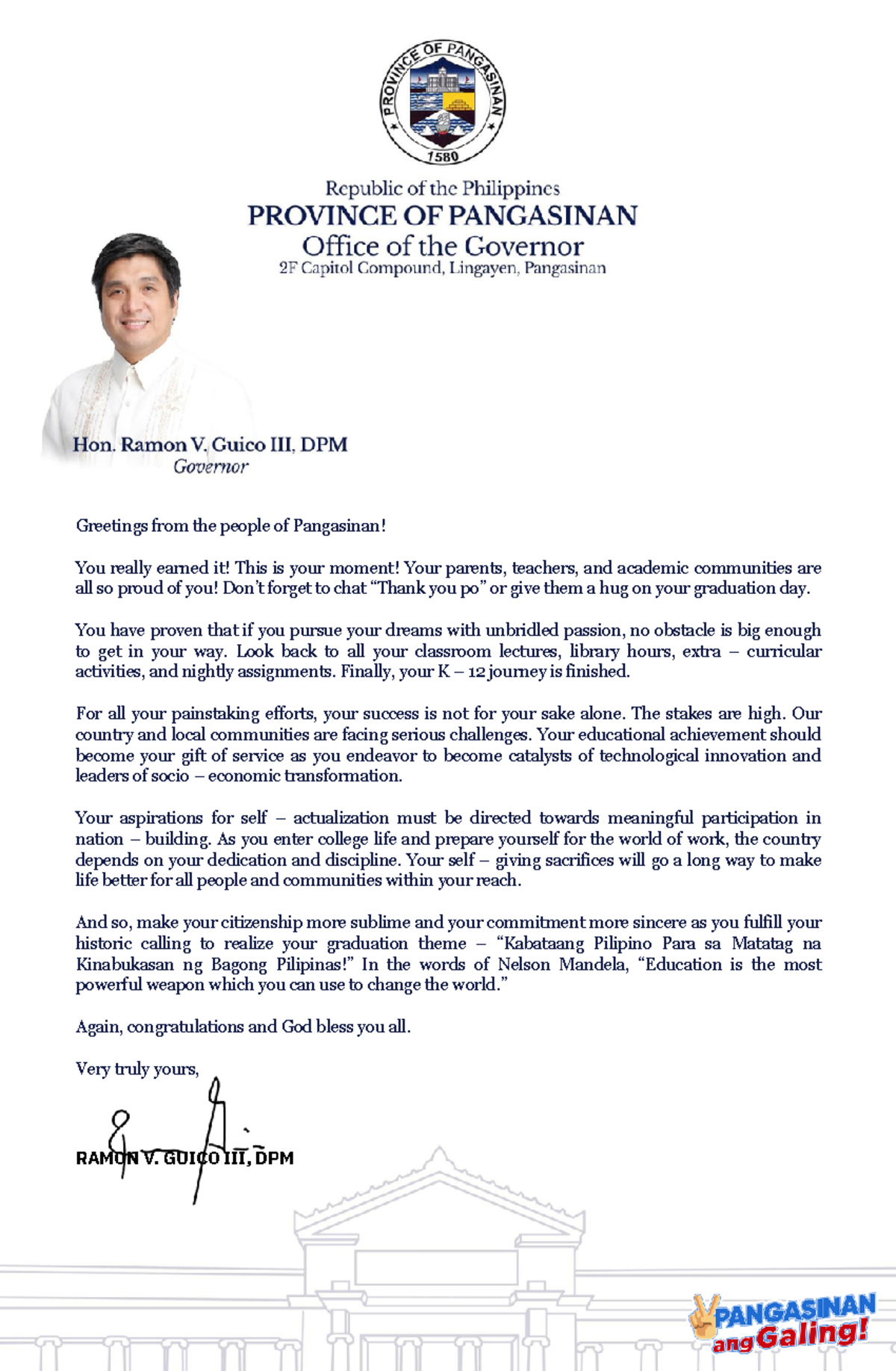 2024 Graduation Message - RAMON V. GUICO III, DPM Greetings from the ...