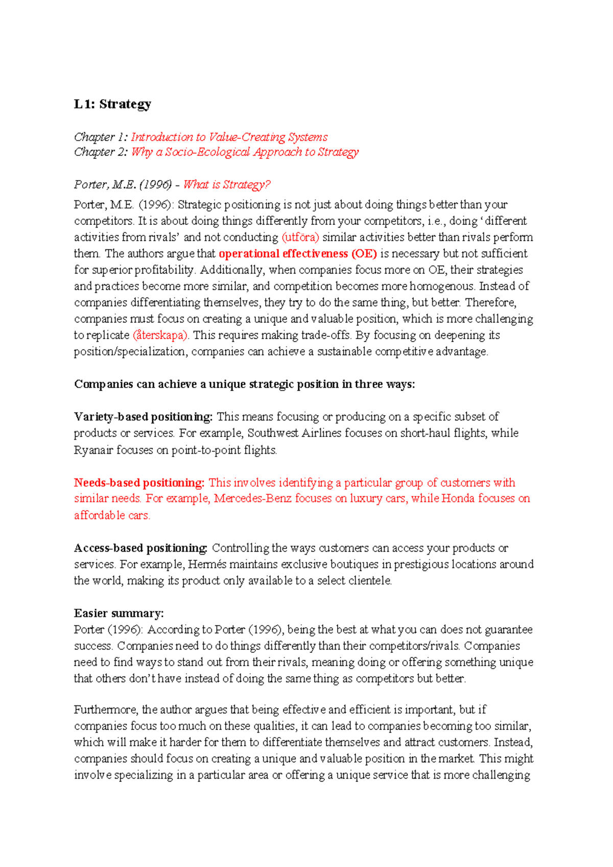 L1 Strategy - L1: Strategy Chapter 1: Introduction to Value-Creating ...