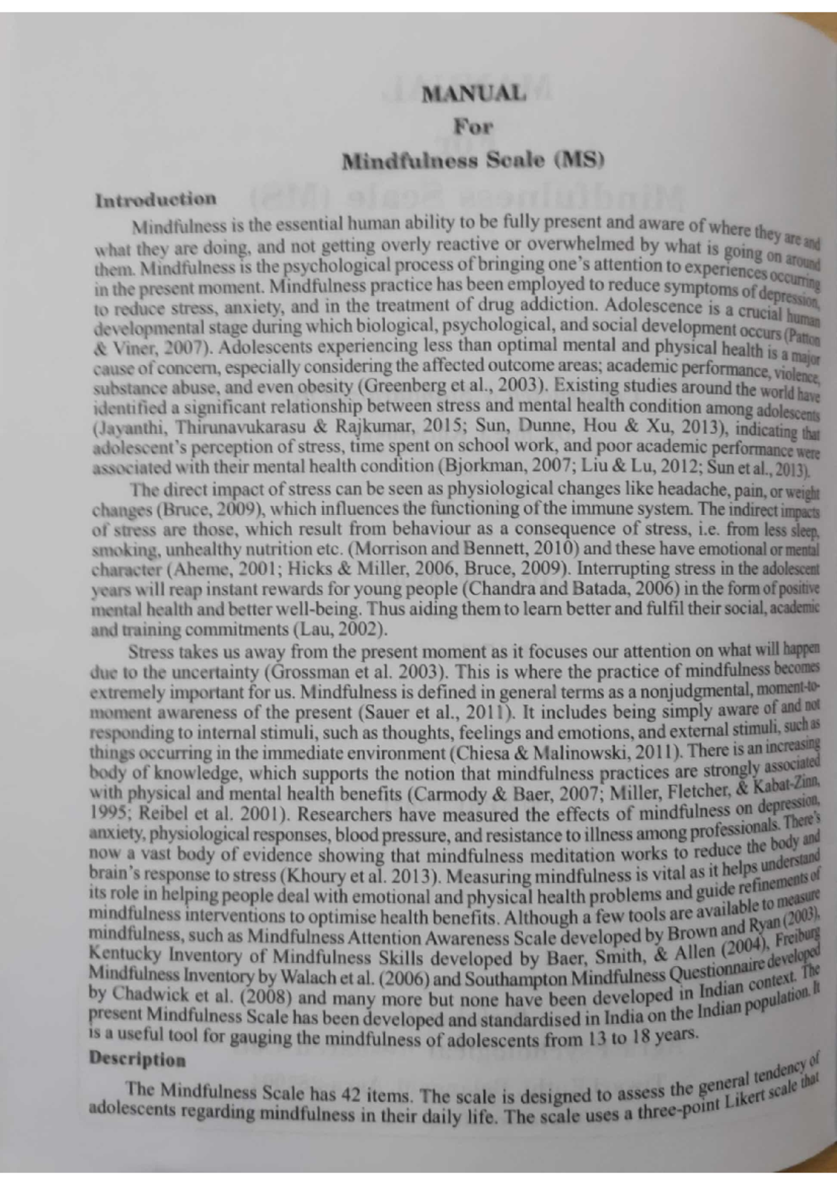 Mindfulness scale - m jhb - Psychology Practical - Studocu