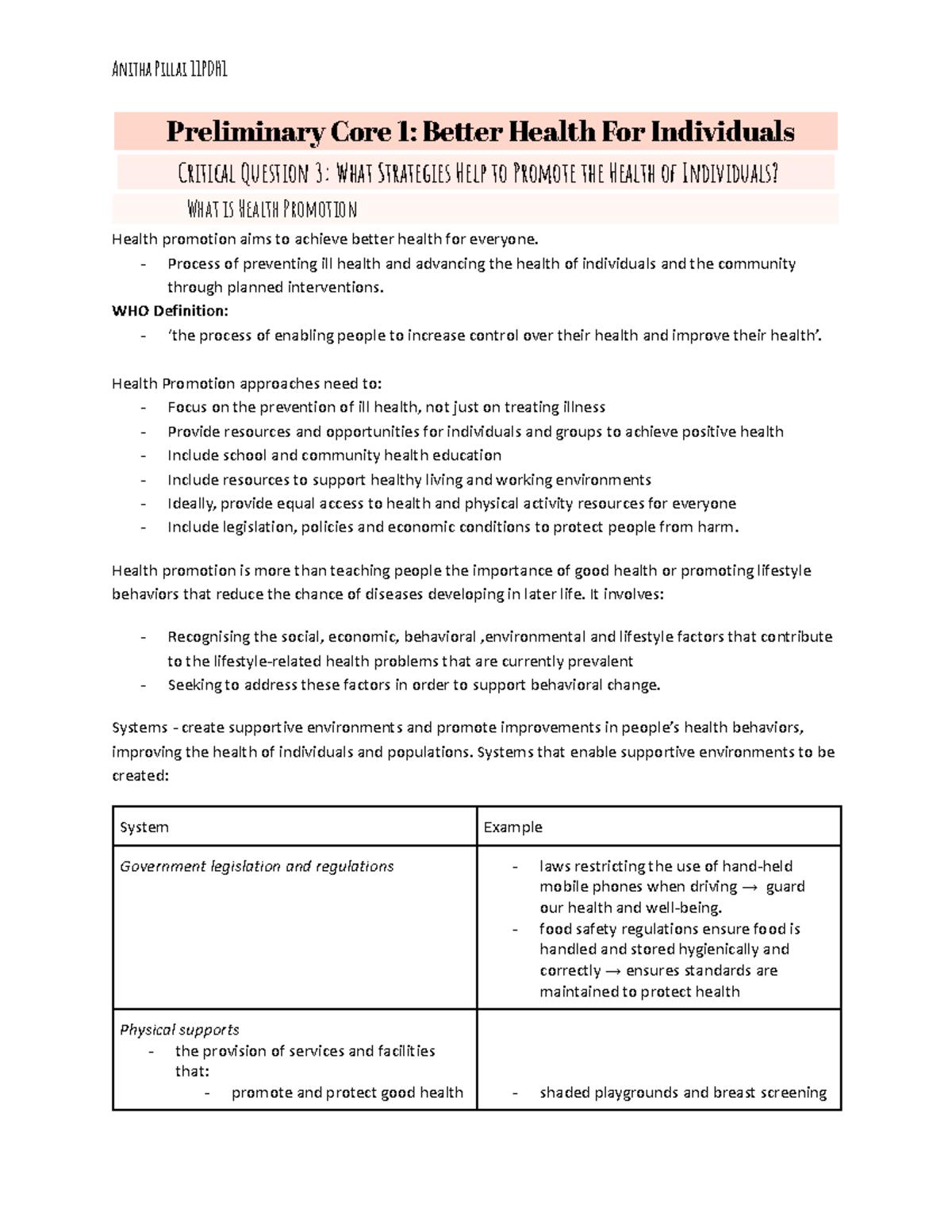 Anitha Pillai - C1 CQ3 Full Notes - 1 Preliminary Core 1: Beer Health ...
