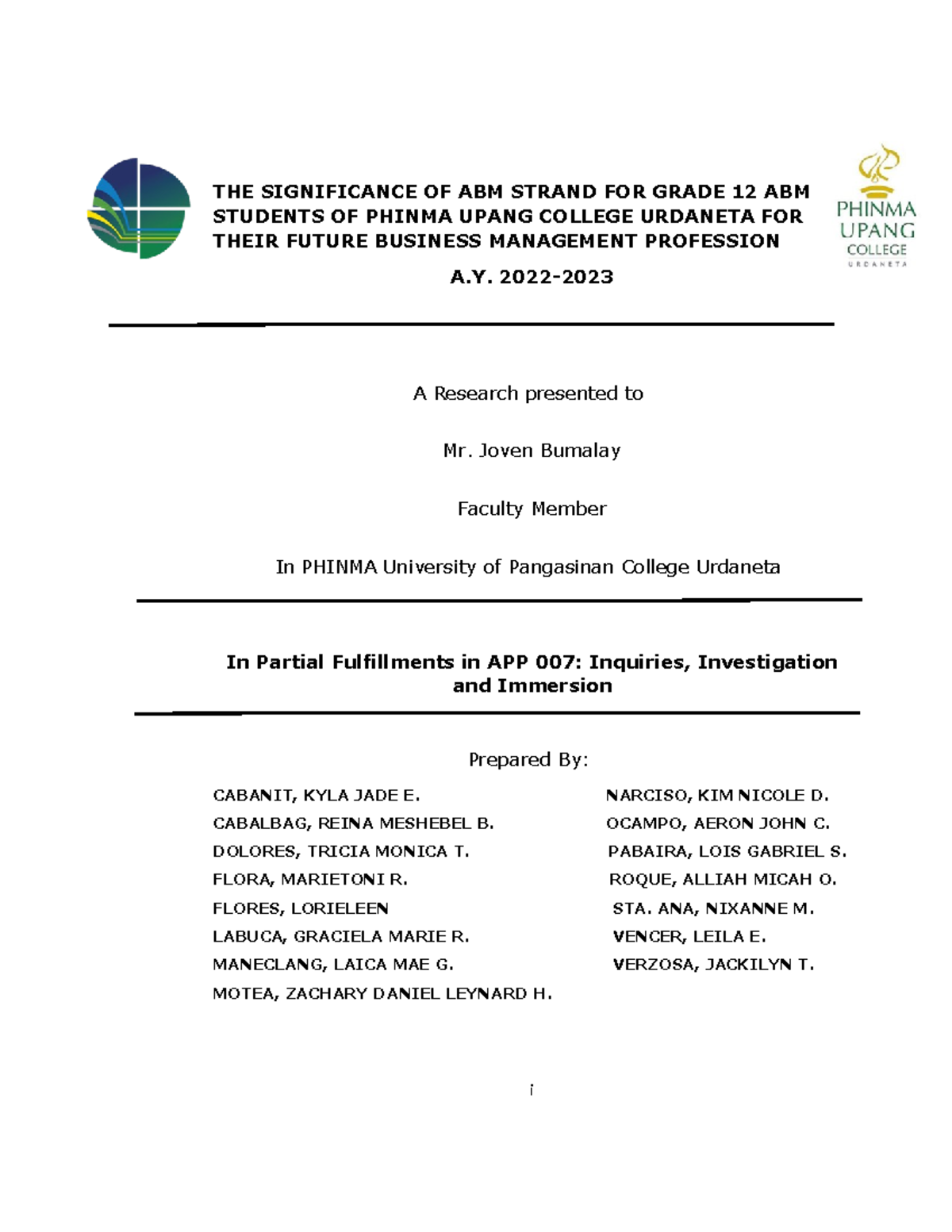 Final Charlie 12ABM02 Maneclang, Laica MAE - THE SIGNIFICANCE OF ABM ...